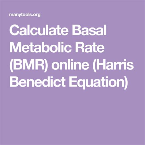 Calculate Bmr Using Harris Benedict Equation At Shirley Bulger Blog