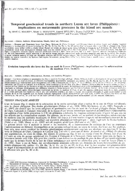 Pdf Temporal Geochemical Trends In Northern Luzon Arc Lavas