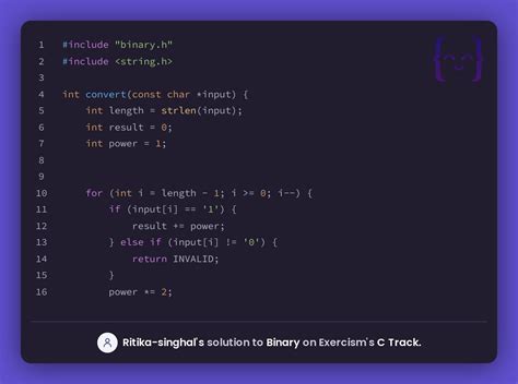 Ritika Singhals Solution For Binary In C On Exercism
