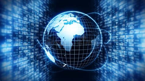 Planet Earth With Background Of Binary Digits Binary Numbers Around Global Earth High Tech
