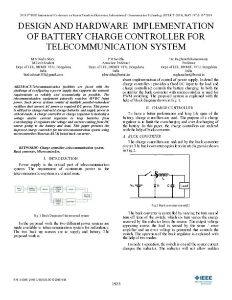 Pdf Design And Hardware Implementation Of Battery Charge Controller