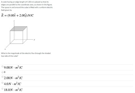Solved A Cube Having An Edge Length Of M Is Placed So Chegg Com