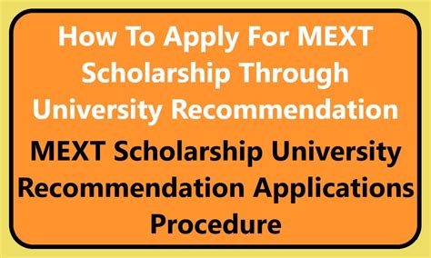 How To Apply For Mext Scholarship Through University Recommendation