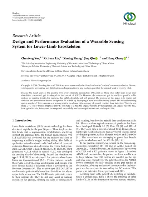 Pdf Design And Performance Evaluation Of A Wearable Sensing System For Lower Limb Exoskeleton