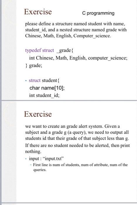 Solved Exercise C Programming Please Define A Structure