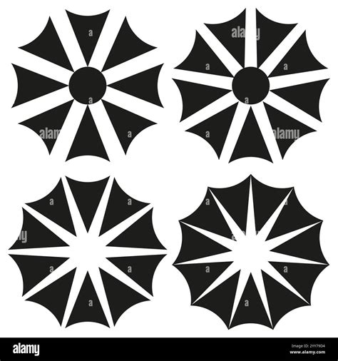 Abstract Radial Shapes Geometric Vector Patterns Black And White Designs Symmetric Sharp