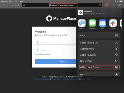How To Add Manageplaces To Home Screen As An App Icon