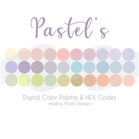 Pastel Procreate Swatch Hex Codes Procreate Palette Ipad Etsy