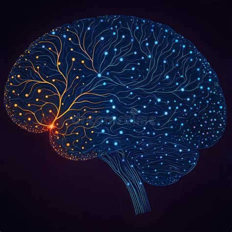 Abstract Brain Illustration Representing Neural Network And Artificial Intelligence Connectivity