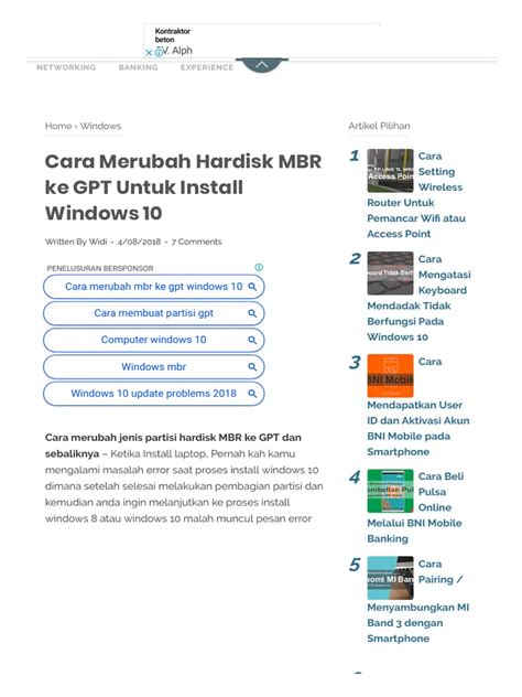 Cara Merubah Hardisk Mbr Ke Gpt Untuk Install Windows 10 Tutorialengkap Pdf
