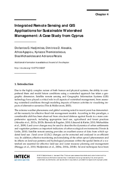 Pdf Integrated Remote Sensing And Gis Applications For Sustainable Watershed Management A