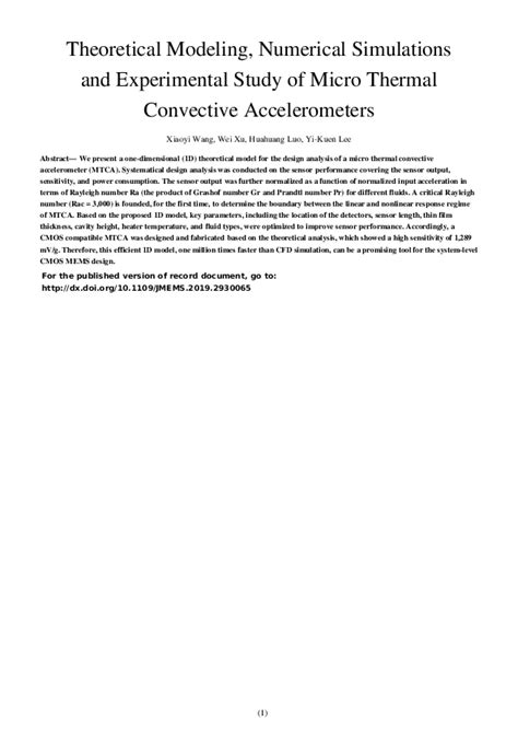 Pdf Theoretical Modeling Numerical Simulations And Experimental