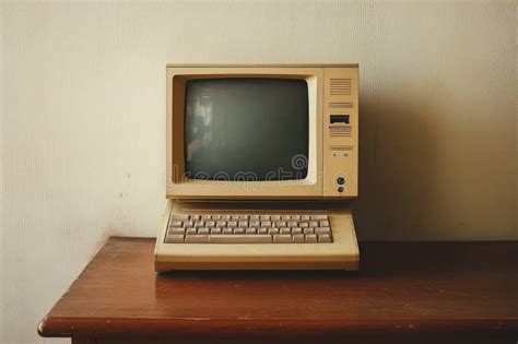 Old Personal Computer On Desk Minimalistic Style Stock Image Image Of Equipment Vintage