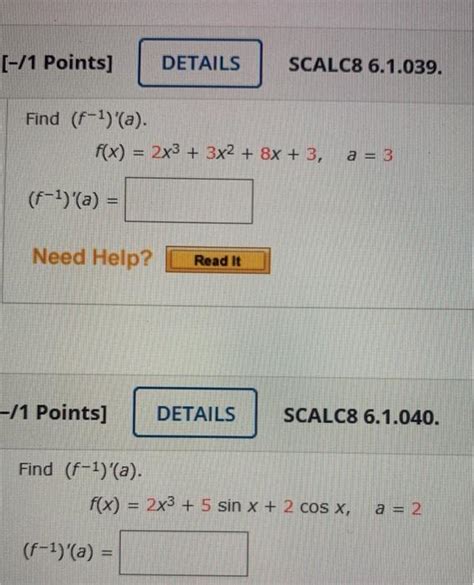 solved [ 1 points] details scalc8 6 1 039 find f 1 a