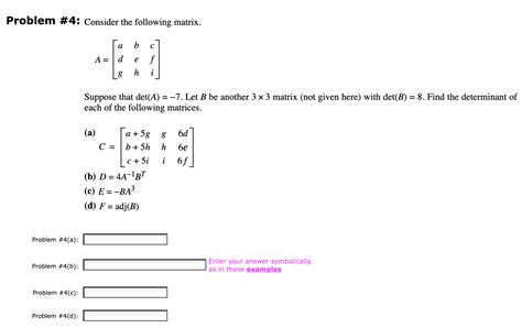 Solved Problem Consider The Following Matrix Chegg Com