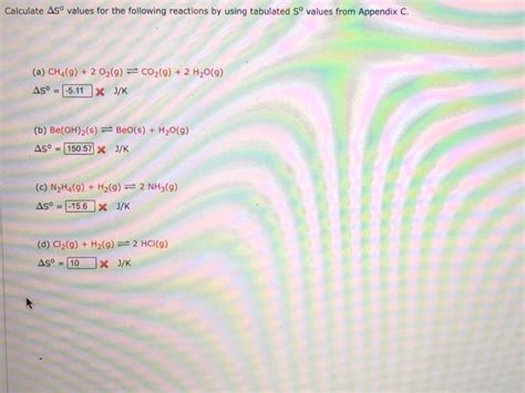 Solved Calculate Asº Values For The Following Reactions By