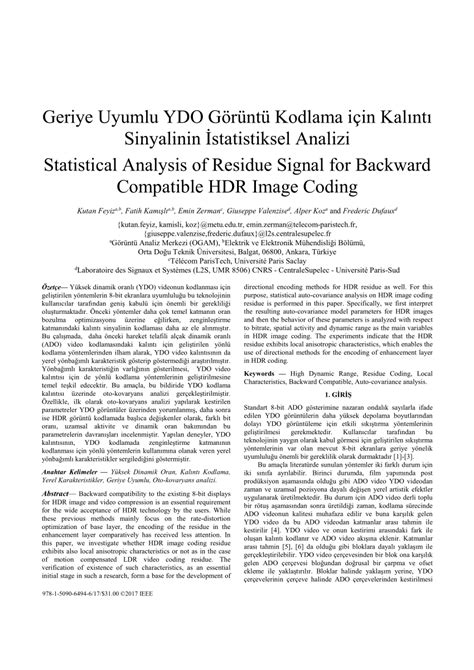 pdf statistical analysis of residue signal for backward compatible hdr image coding