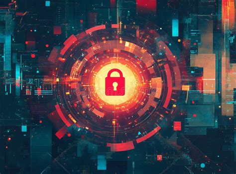 Abstract Digital Security System Network Data Protection Concept With Padlock Stock Image