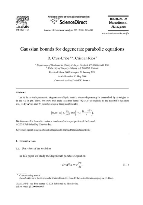 Pdf Gaussian Bounds For Degenerate Parabolic Equations