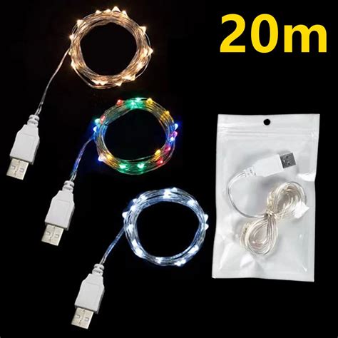 31020m Usb Led String Lights Copper Silver Wire Garland Light