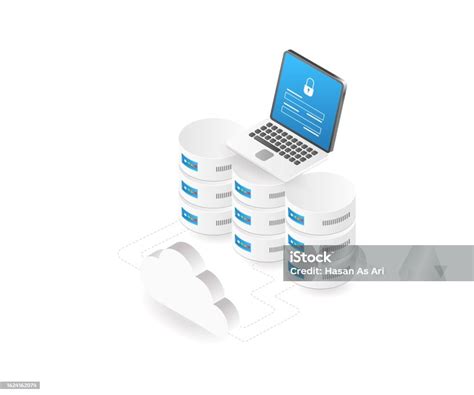 Computer Cloud Server Database Security Password Stock Illustration