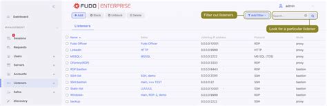 editing a listener — fudo enterprise 5 3 system documentation