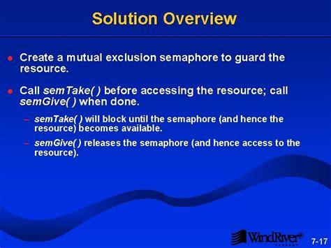 Semaphores 7 1 Overview Binary Semaphores And Synchronization