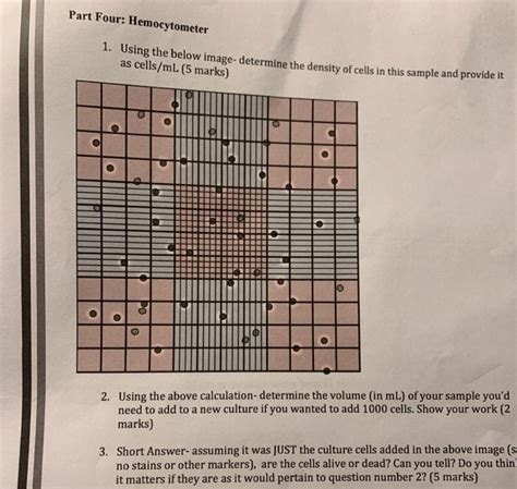 Solved Part Four Hemocytometer 1 Using The Below