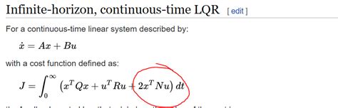 Where Does The Cost Function For Lq Problems Come From R Controltheory