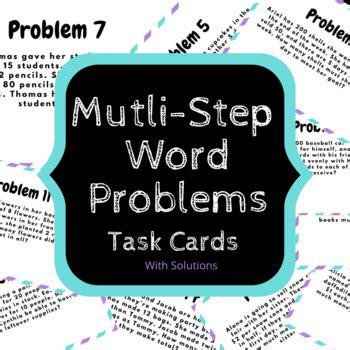 Multistep Word Problem Task Cards By Mama Bear Loves Math TPT