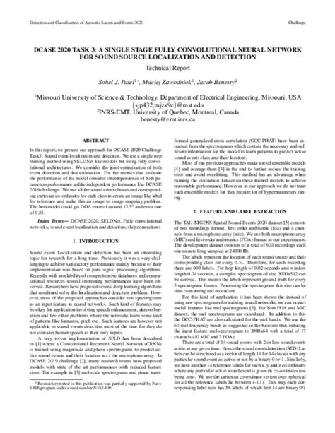 Pdf Dcase 2020 Task 3 A Single Stage Fully Convolutional Neural Network For Sound Source