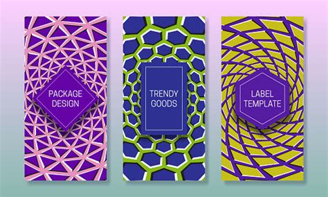 착시 포장 디자인입니다 최신 유행 상품에 대 한 다채로운 레이블 템플릿 집합입니다 원래 아름 다운 배경 색 프레임입니다 가리기에 대한 스톡 벡터 아트 및 기타 이미지