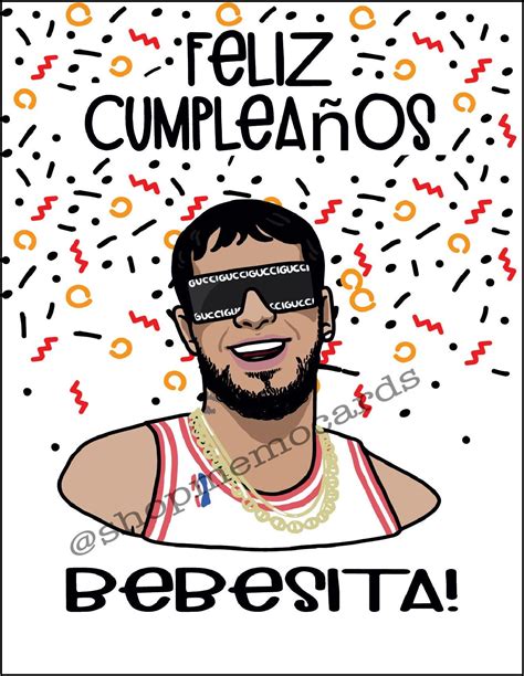 Anuel Aa Birthday Card Feliz Cumpleanos Bebesita Card In Spanish Reggeaton Latino Greeting