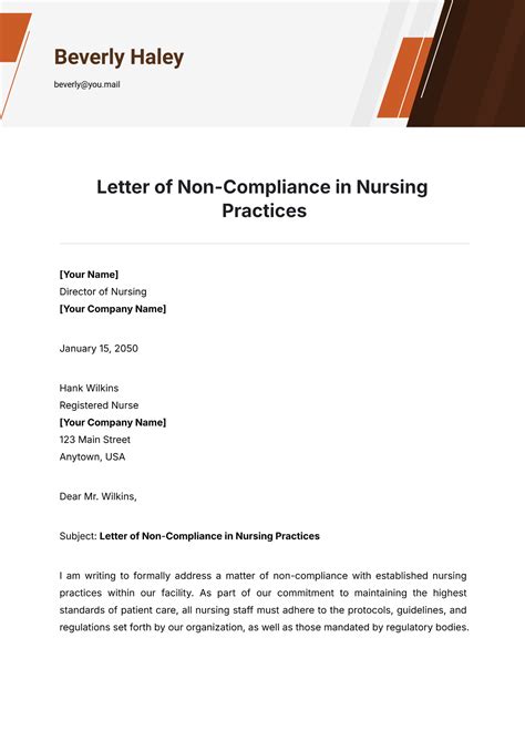 Free Letter Of Non Compliance In Nursing Practices Template To Edit Online
