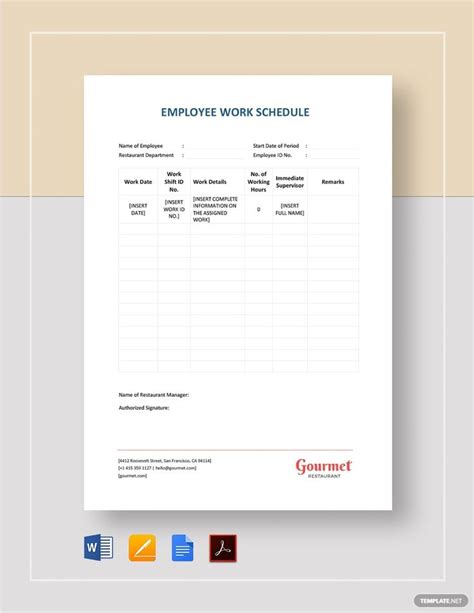 Free Work Schedule Template