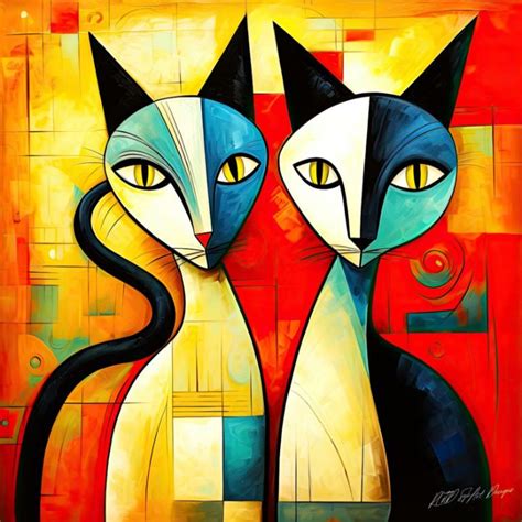 Cats Picasso Types Of Cats Sykart Designs Abstract Line Art