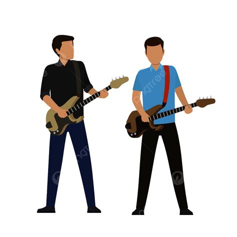 음악가는 흰색 배경에 전기 및 베이스 기타 절연 벡터 일러스트 레이 션에서 재생 현대의 사람 보류 Png 일러스트 및 벡터 에 대한 무료 다운로드 Pngtree