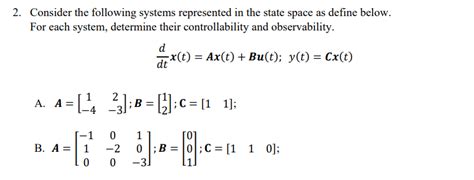 Solved Consider The Following Systems Represented In The Chegg