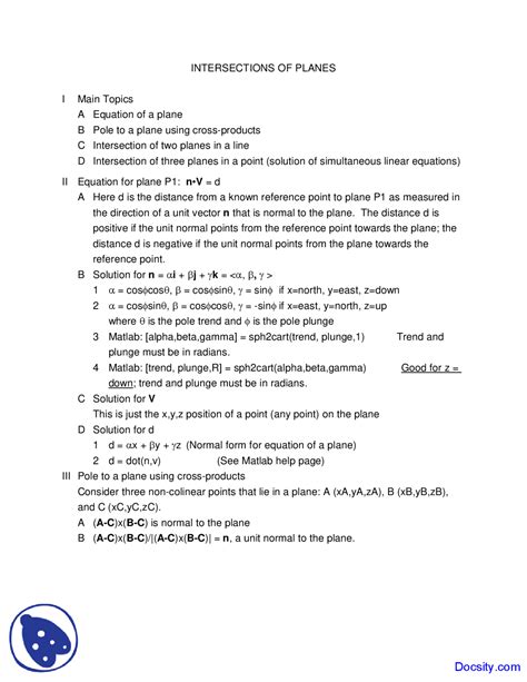 Intersection Field Geology Lab Handouts Docsity