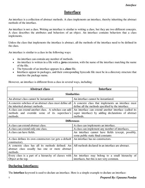 Interface Notes Interface An Interface Is A Collection Of Abstract