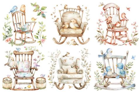 Watercolor Nursery Cute Rocking Chair Graphic By Nayem Khan · Creative