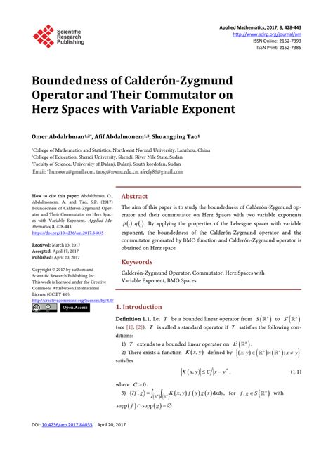 Pdf Boundedness Of Calderón Zygmund Operator And Their Commutator On Herz Spaces With Variable