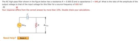 the r c high pass filter shown in the figure below has a resistance r 0