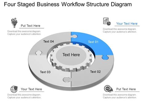 Qd Four Staged Business Workflow Structure Diagram Powerpoint Template Templates PowerPoint
