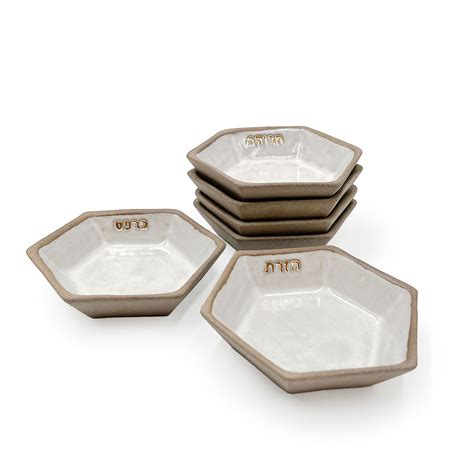 Hexagon Ceramic Modular Seder Plate Yad Lakashish