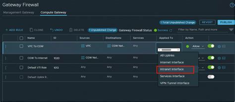 Configure A Firewall Rule To Allow A Vpc To Access A Workload Network