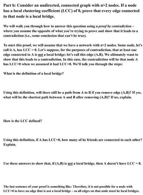 Solved Part B Consider An Undirected Connected Graph With