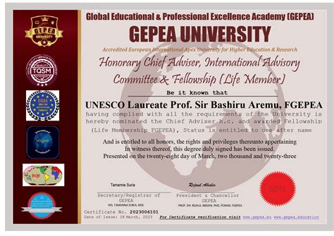 2023006101 Unesco Laureate Prof Sir Bashiru Aremu Fgepea Gepea Education