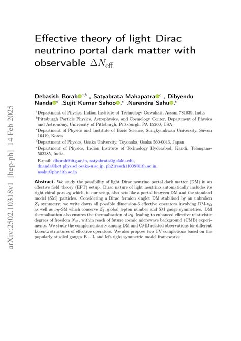 pdf effective theory of light dirac neutrino portal dark matter with