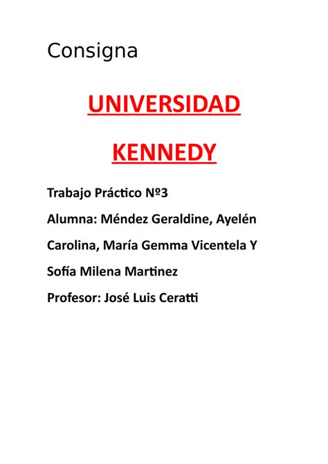 Comercial 3 Consigna UNIVERSIDAD KENNEDY Trabajo Práctico Nº Alumna